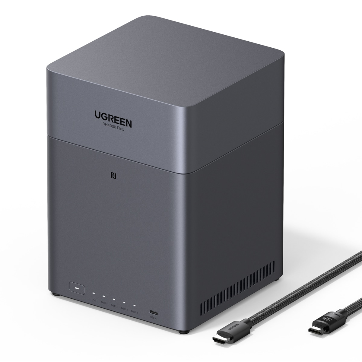 UGREEN NASync DH4300 Plus NAS de 4 bahías y 120 TB 4/4, 1x 2,5 GbE, 1x USB-C, 2x USB-A, 8 GB RAM